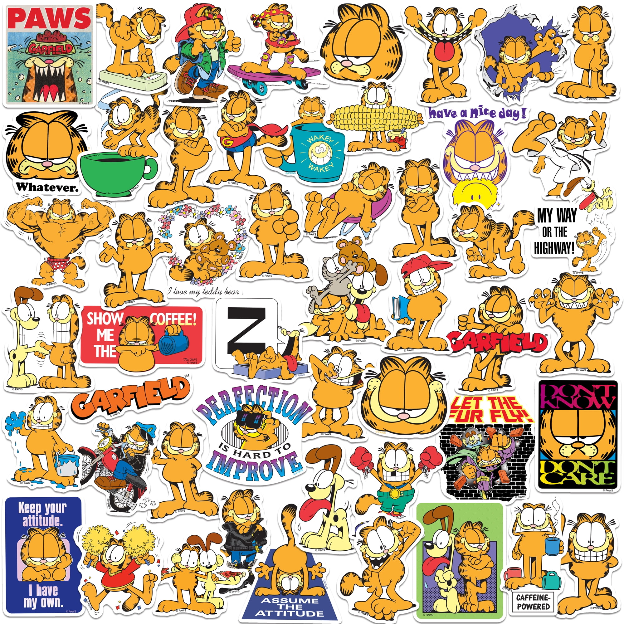 Garfield 50ct Vinyl Large Deluxe Stickers Variety Pack - Laptop, Water ...