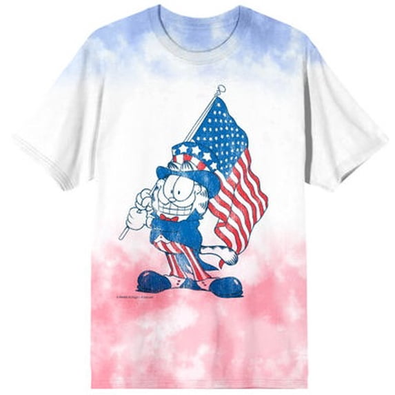 Garfield American Flag Adult Americana Wash Crew Neck Short Sleeve T ...