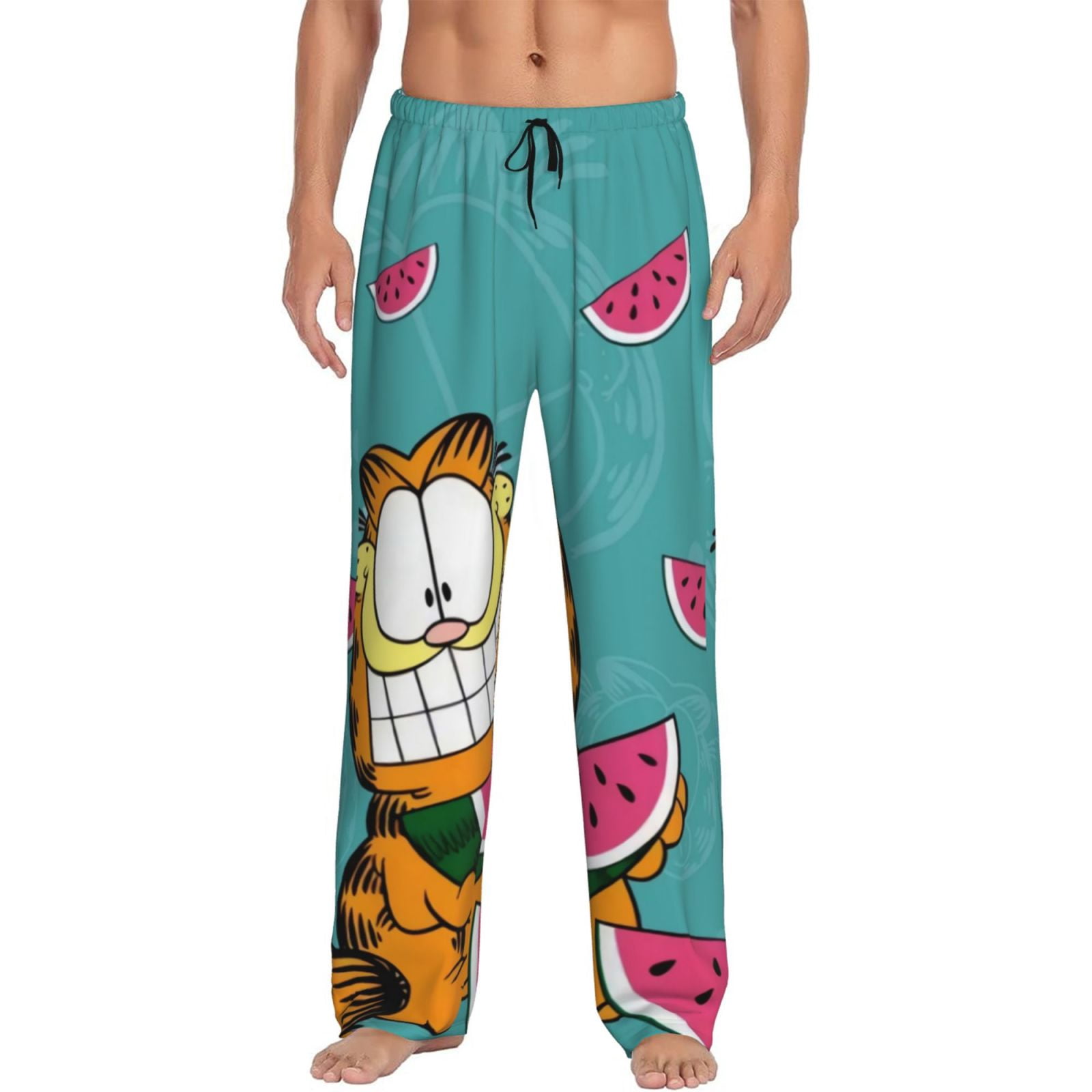 Garfield Anime Cartoon All-Over Print Men'S Black Pajama Pants ...