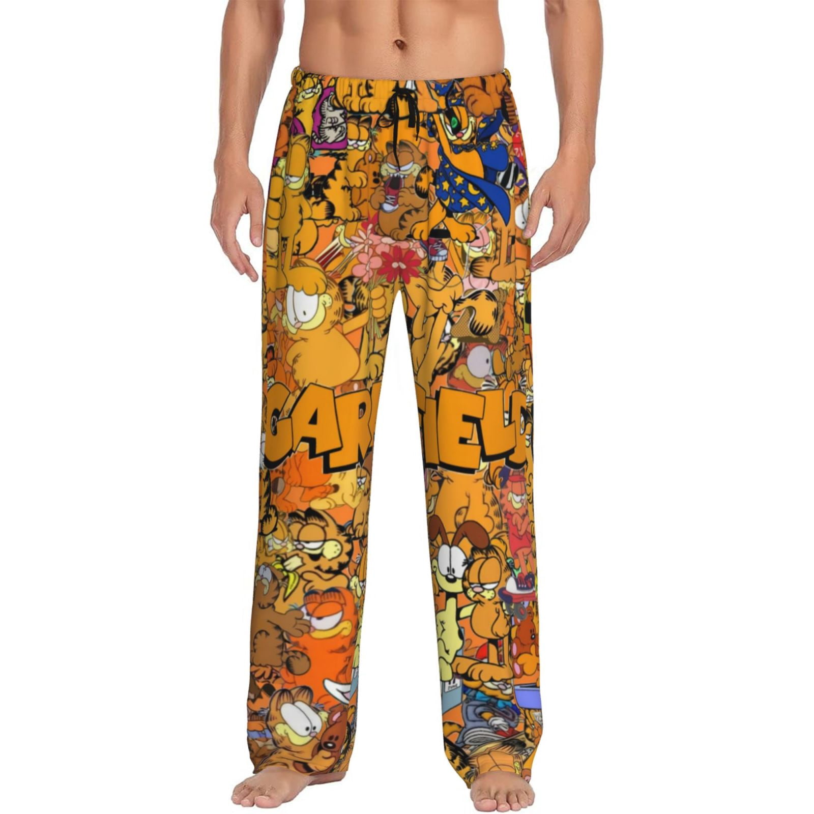 Garfield Anime Cartoon All-Over Print Men'S Black Pajama Pants ...