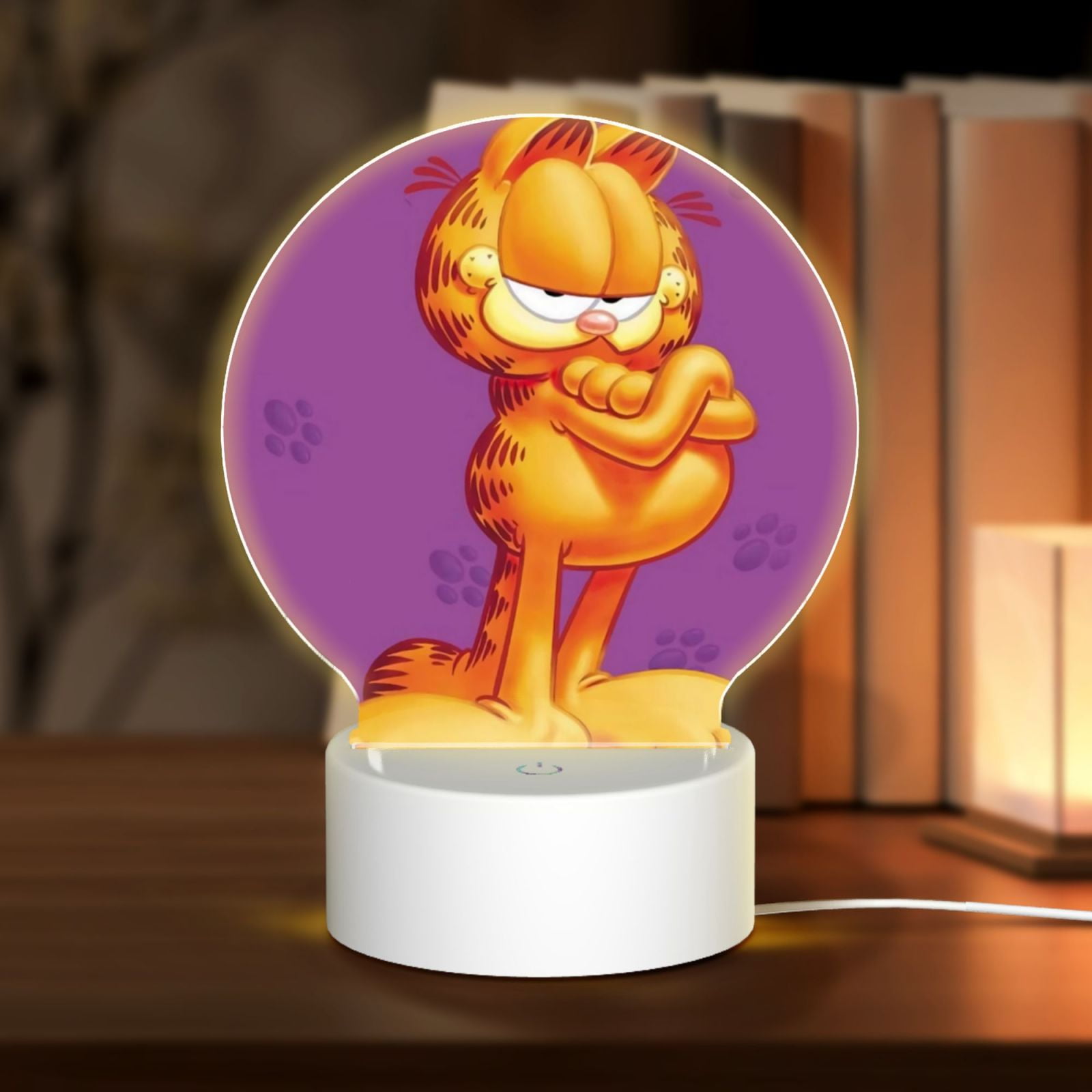 Garfield Anime Round Acrylic Night Light Is Suitable For Rooms ...