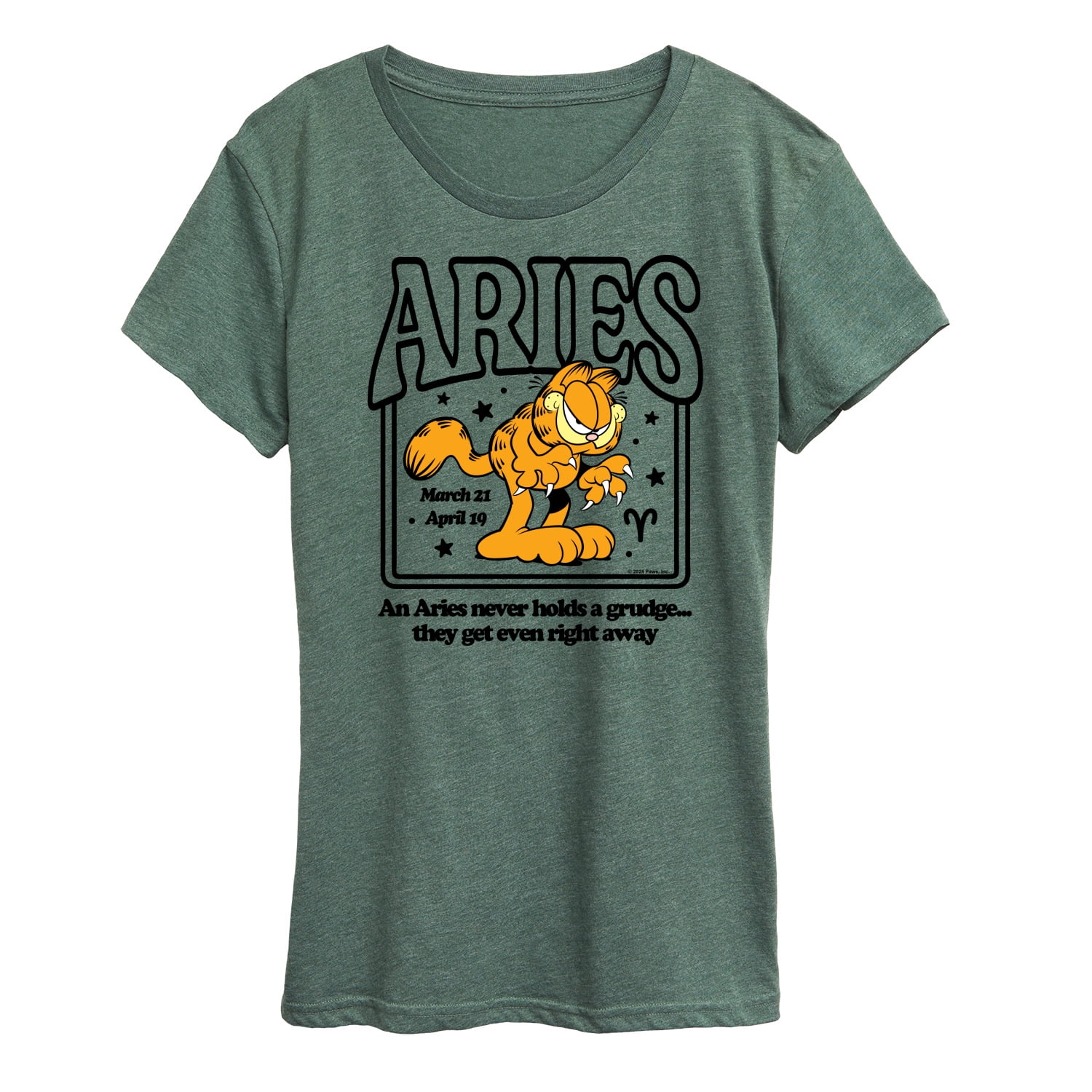 Garfield - Aries Garfield Astrology - Womens Short Sleeve Graphic T ...