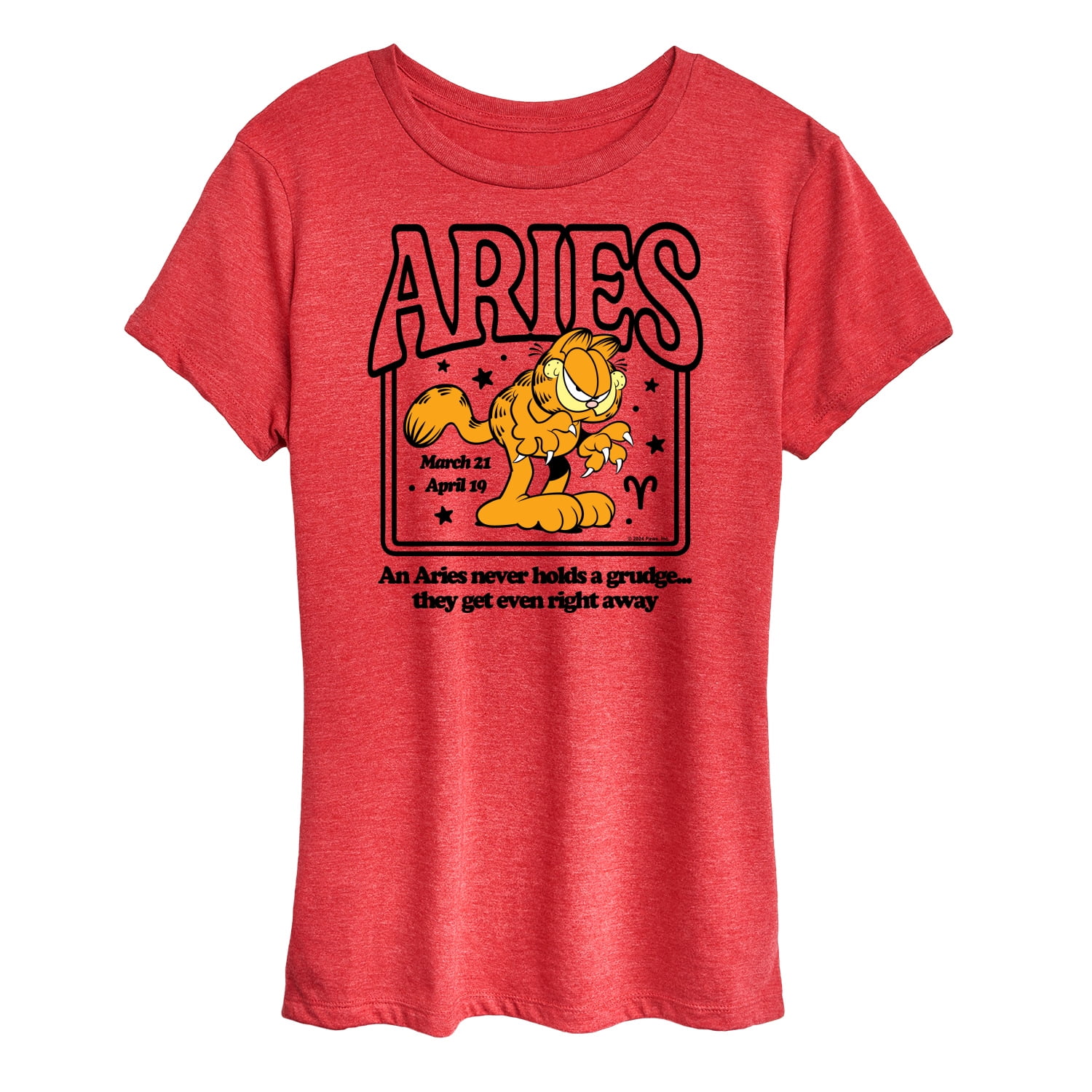 Garfield - Aries Garfield Astrology - Womens Short Sleeve Graphic T ...