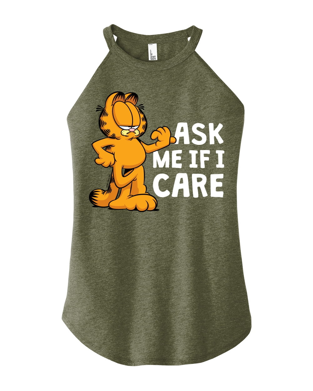 Garfield - Ask Me If I Care - Juniors High Neck Tank Top - Walmart.com