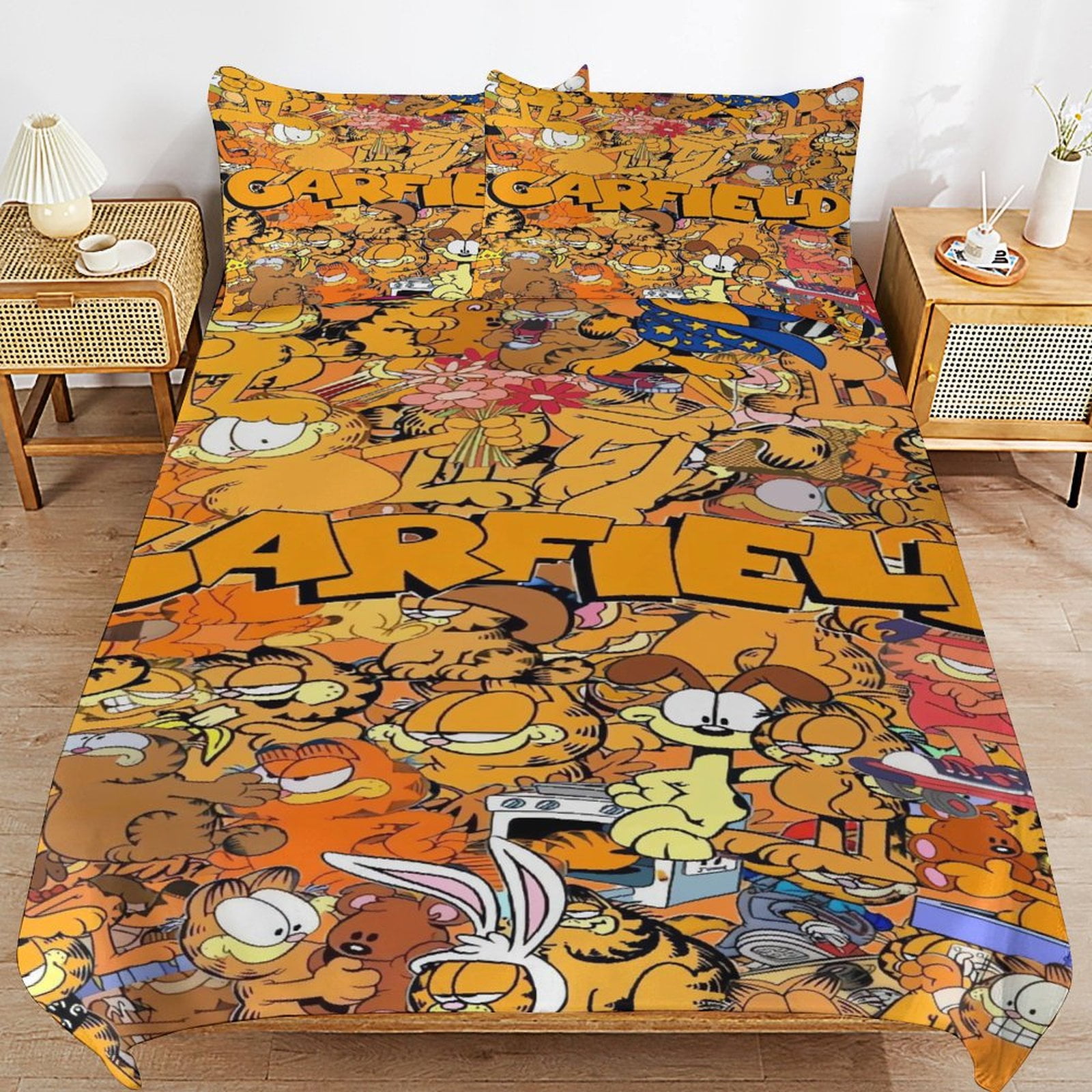Garfield Bed Duvet Cover Microfiber Bedding Sets 3D Printed Lightweight ...