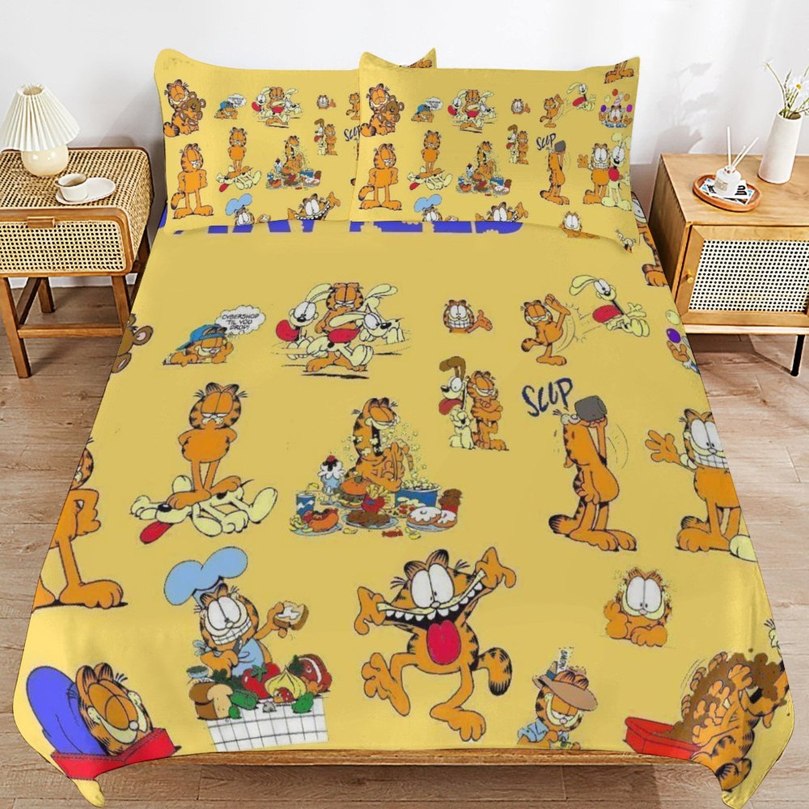 Garfield Bed Duvet Cover Microfiber Bedding Sets 3D Printed Lightweight ...