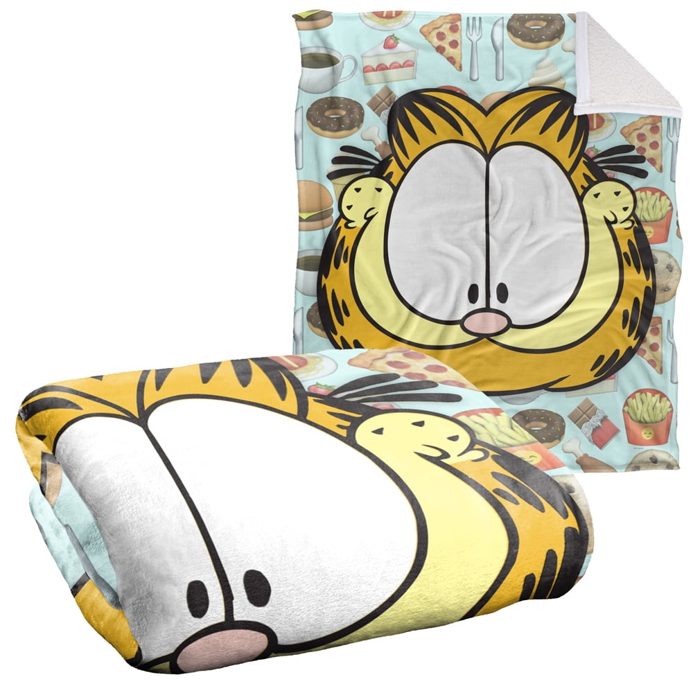 Garfield Blanket, 50"x60", Cat Food Silky Touch Sherpa Back Super Soft ...