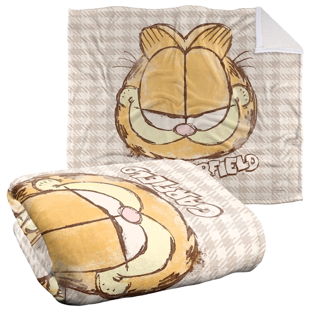 Garfield Blanket, 50"x60", Watercolor Silky Touch Sherpa Back Super ...