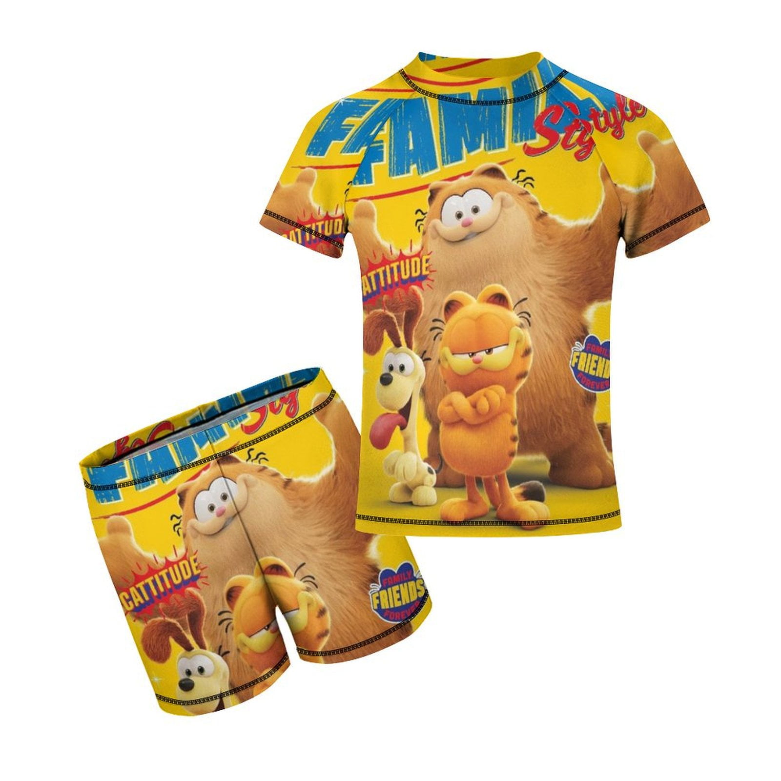 Garfield Boys 2-Piece Swimsuit Set Bathing Suit Short Sleeve Swimwear ...