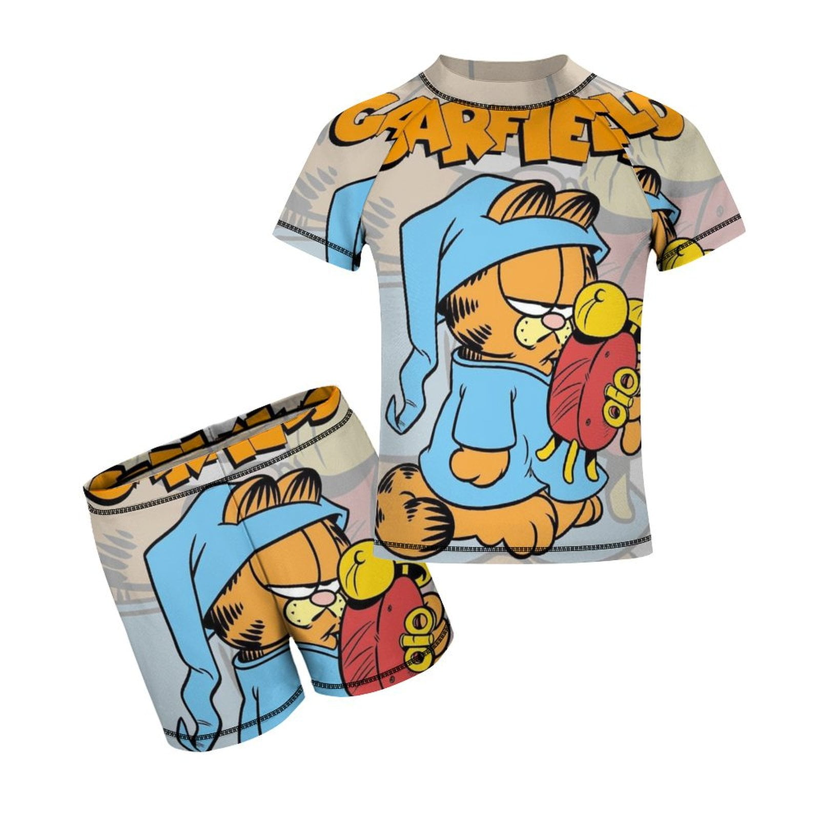 Garfield Boys 2-Piece Swimsuit Set Bathing Suit Short Sleeve Swimwear ...