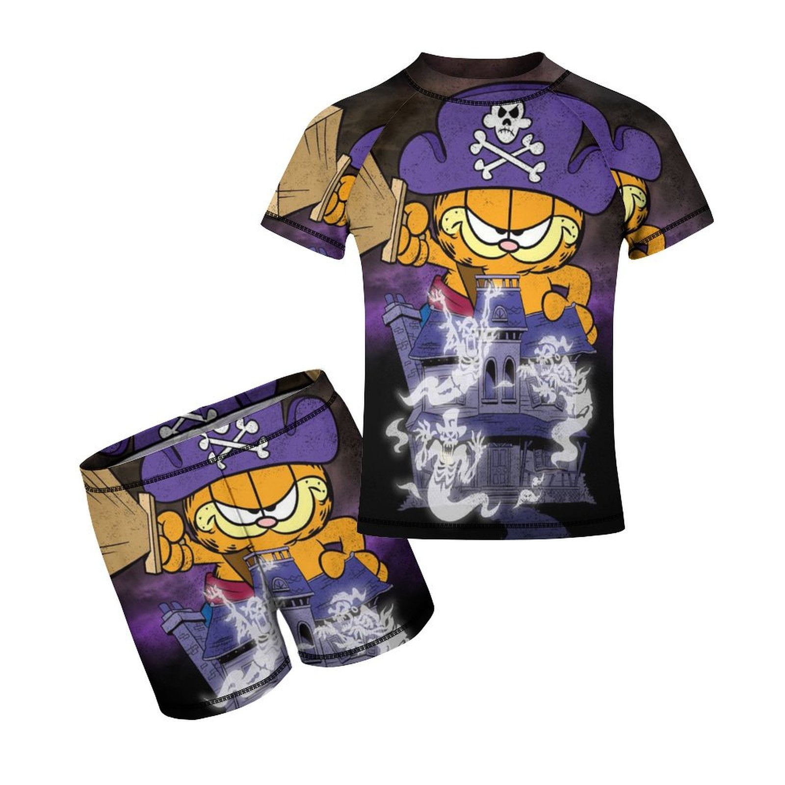 Garfield Boys 2-Piece Swimsuit Set Bathing Suit Short Sleeve Swimwear ...