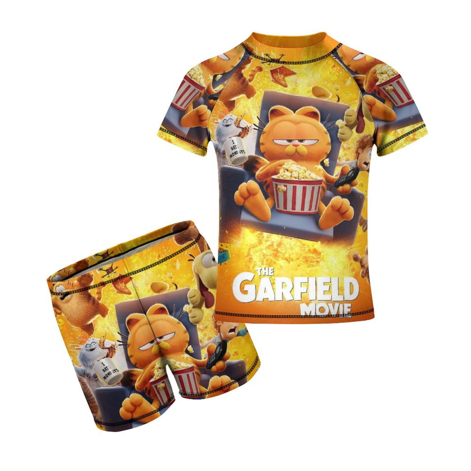 Garfield Boys 2-Piece Swimsuit Set, Short Sleeve Rash Guard & Swim ...