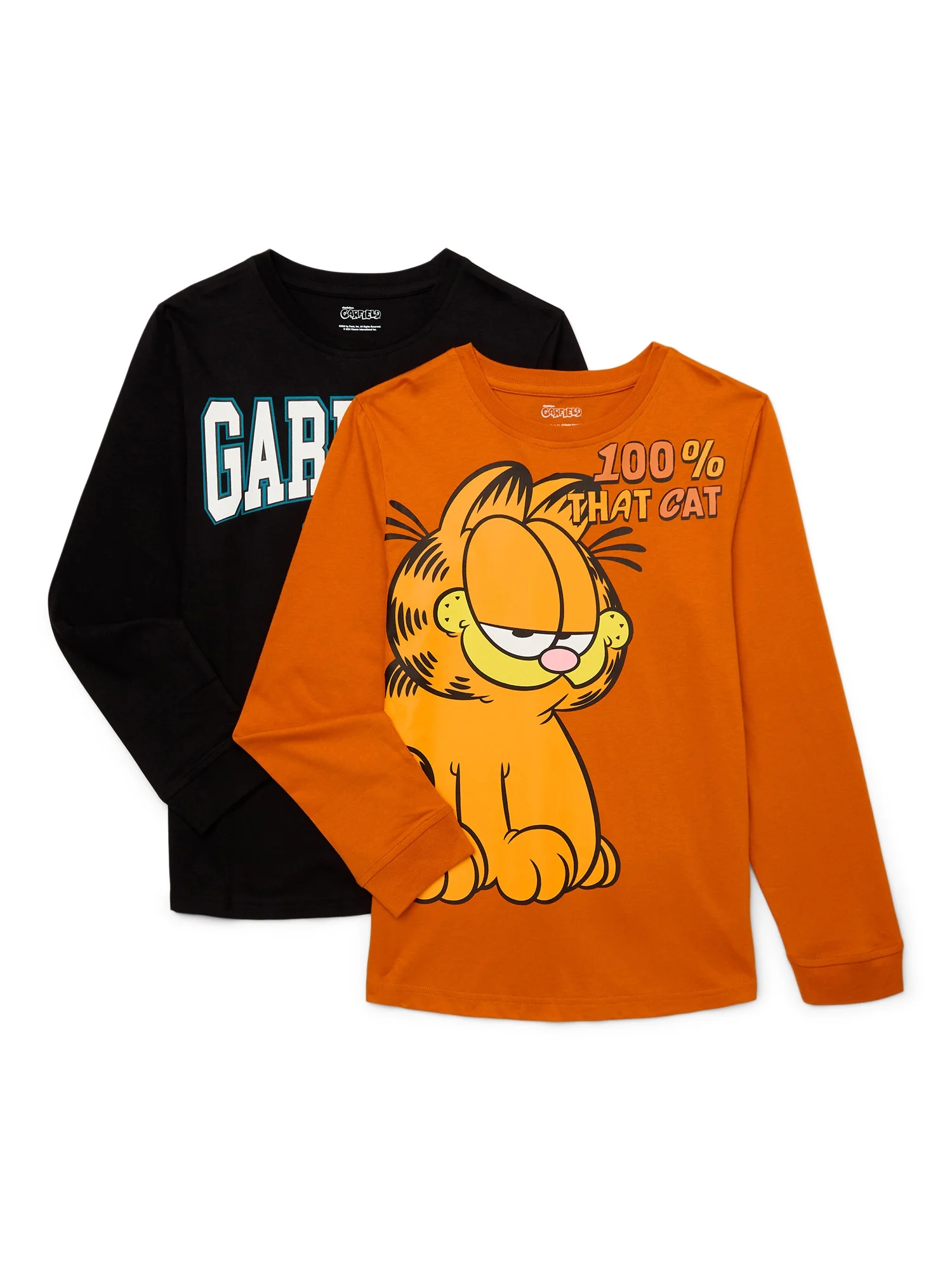 Garfield Boys Graphic Tee with Long Sleeves, 2-Pack, Sizes 4-18 ...