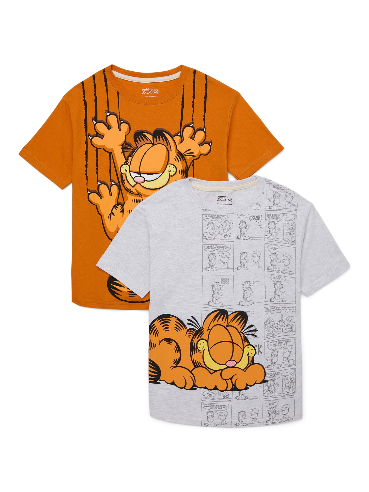 Garfield Boys Short-Sleeve Graphic Tees, 2-Pack, Sizes 4-18 - Walmart.com