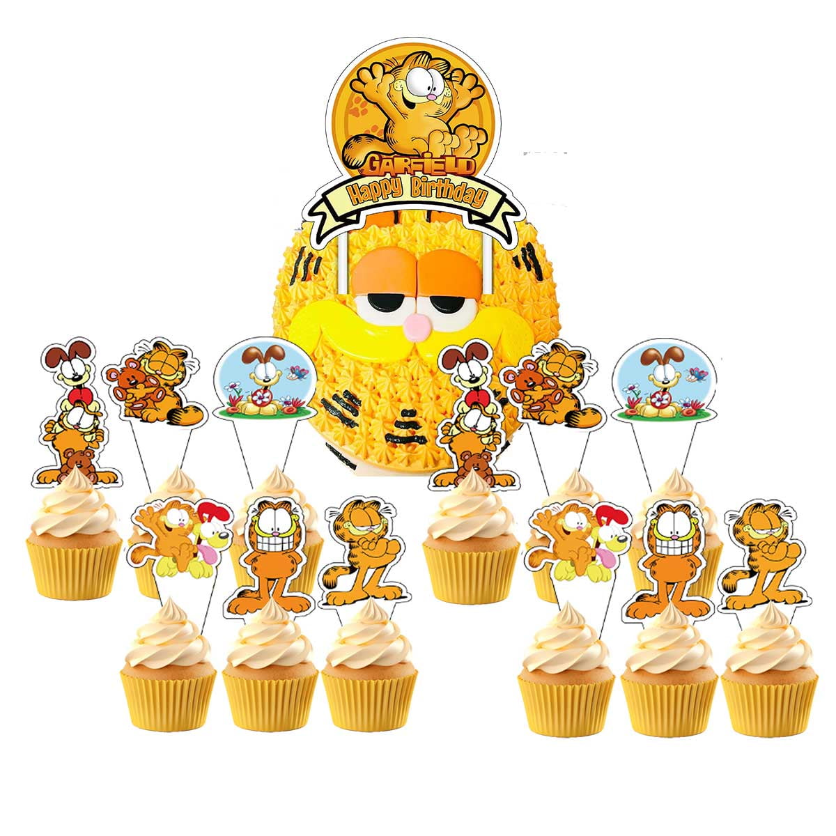Garfield Cake Topper CupcakeS Set Birthday Party Supplies Decoration ...