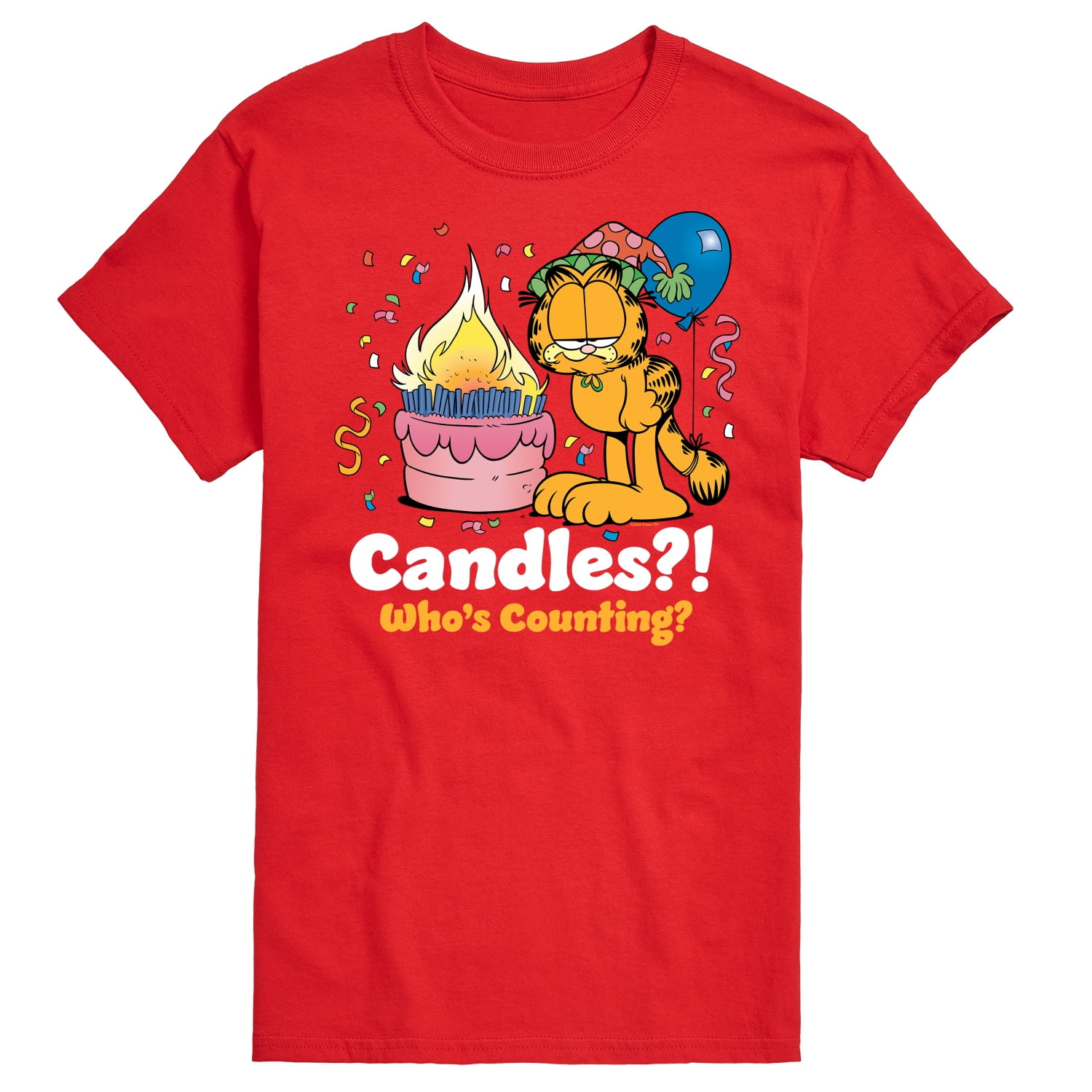Garfield - Candles Who's Counting Birthday - Men's Short Sleeve Graphic ...