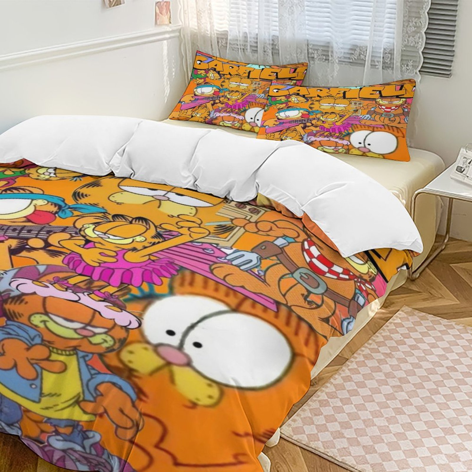 Garfield Cartoon Home Bed 3-piece Set, Polyester Wash Student Dormitory ...