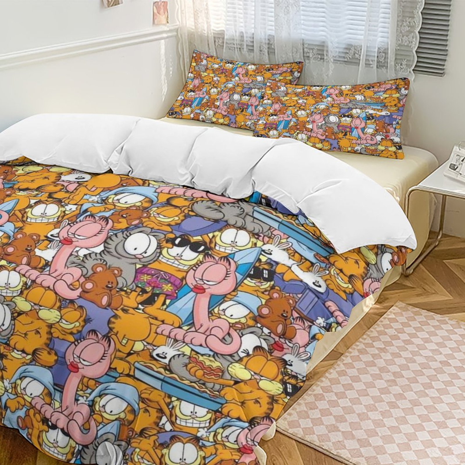 Garfield Cartoon Home Bed 3-piece Set, Polyester Wash Student Dormitory ...