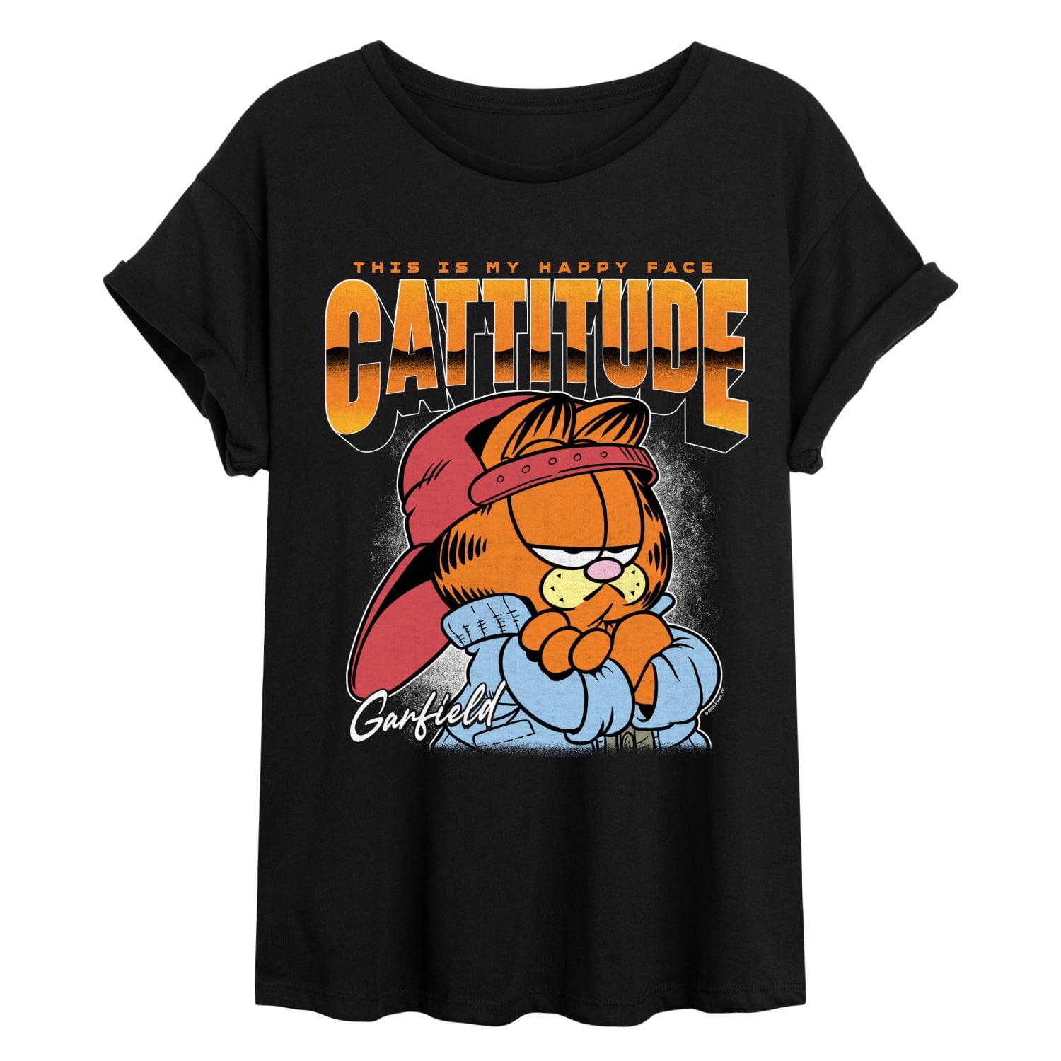 Garfield - Cattitude - Juniors Oversized Graphic T-Shirt - Walmart.com