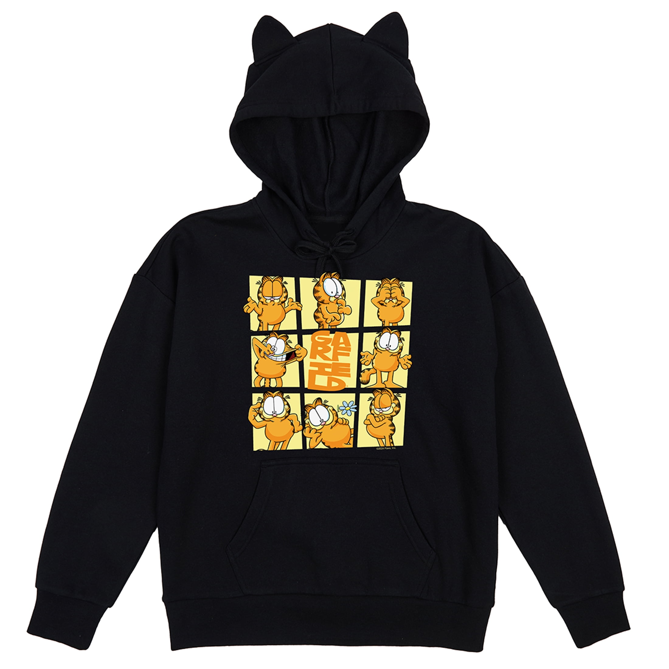 Garfield Character Grid Women's Black Long Sleeve Hooded Sweatshirt ...