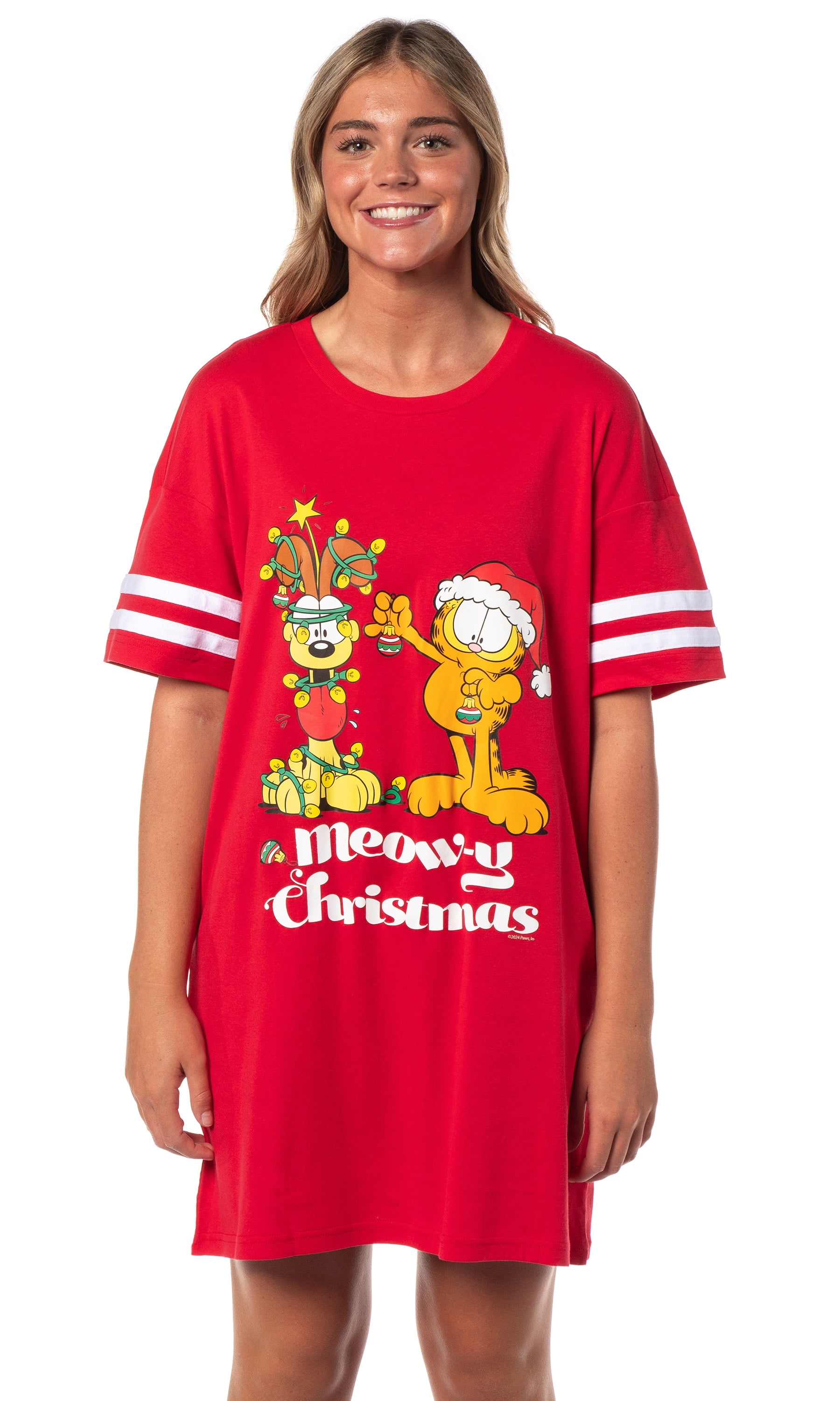 Garfield Comic Women's Meow-y Christmas Nightgown Pajama Shirt Dress ...