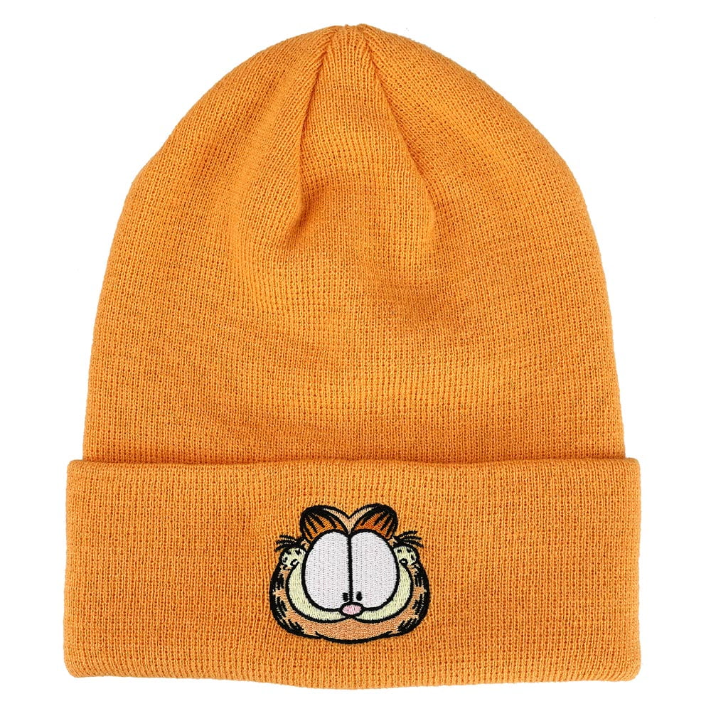 Garfield Character Face Embroidered Orange Acrylic Knitted Beanie with ...