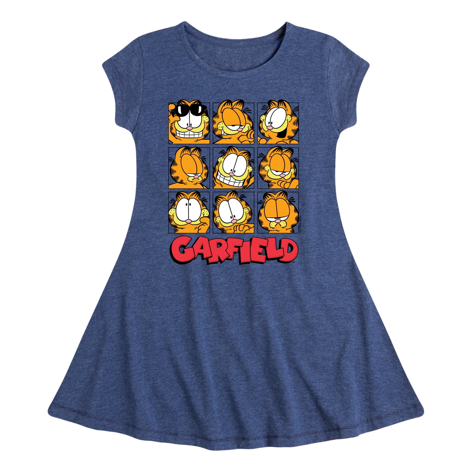 Garfield - Faces Grid - Toddler And Youth Girls Fit And Flare Dress ...