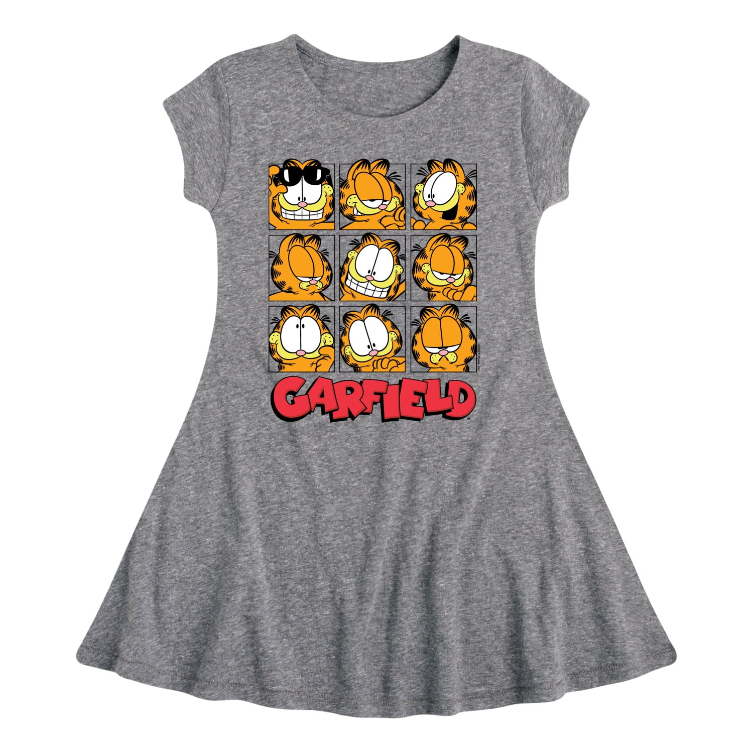 Garfield - Faces Grid - Toddler And Youth Girls Fit And Flare Dress ...