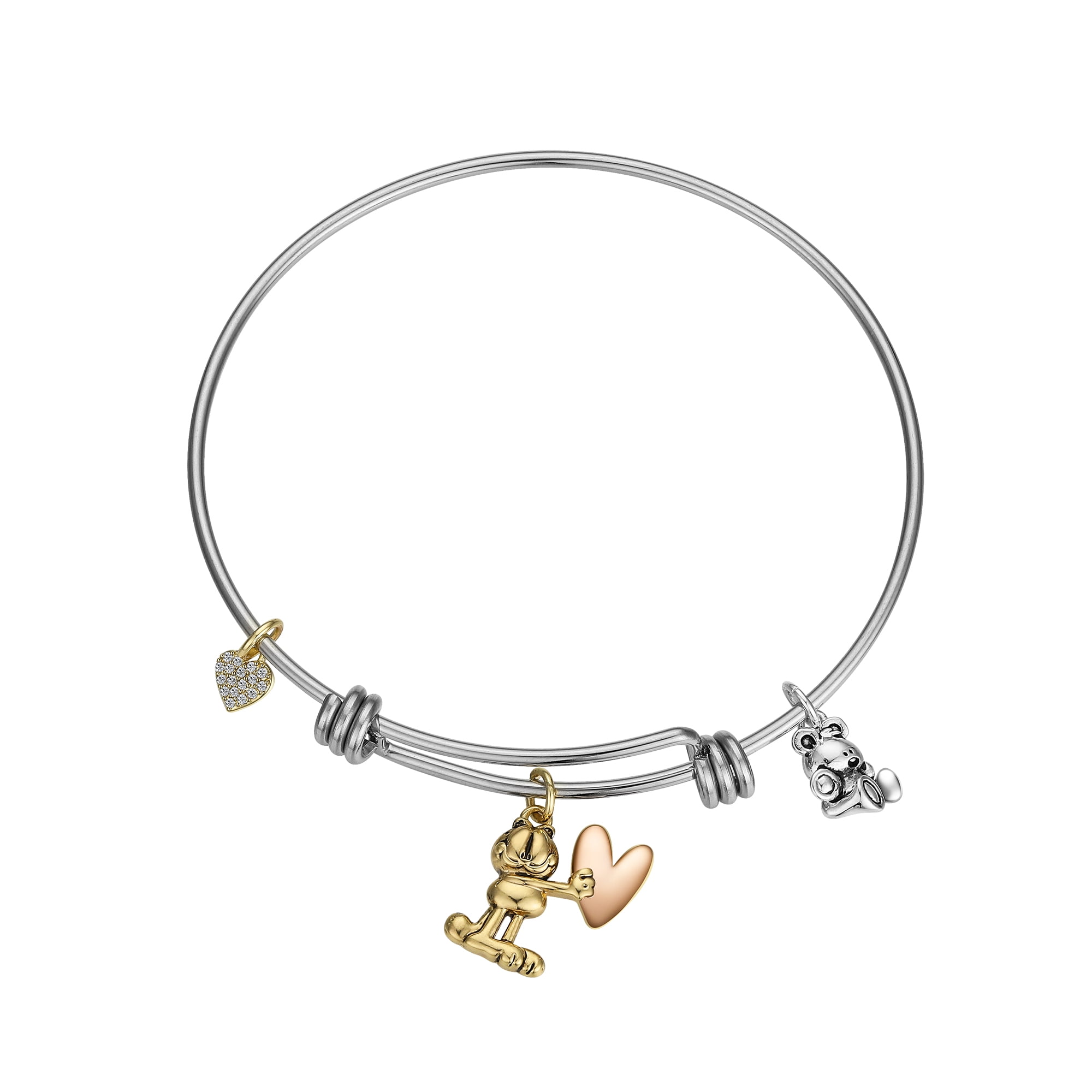 Garfield Fine Silver Plated Cubic Zirconia Heart Teddy Bear Charm ...