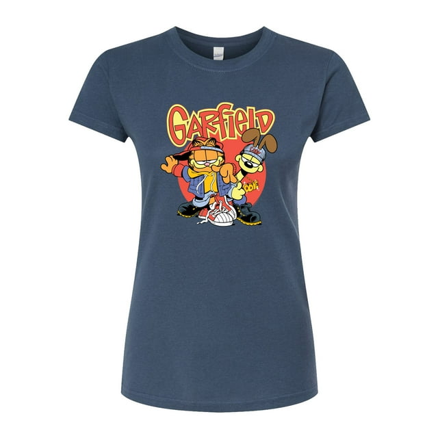 Garfield - Garfield And Odie Logo - Juniors Fitted Graphic T-Shirt ...