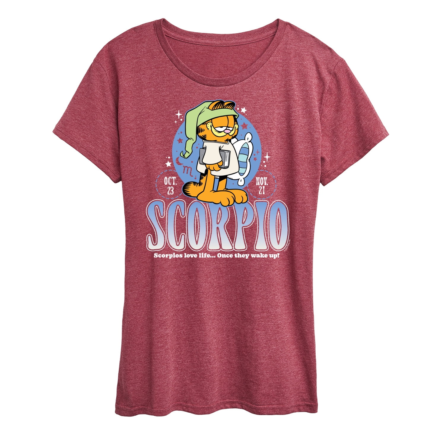 Garfield - Garfield Scorpio Astrology - Womens Short Sleeve Graphic T ...