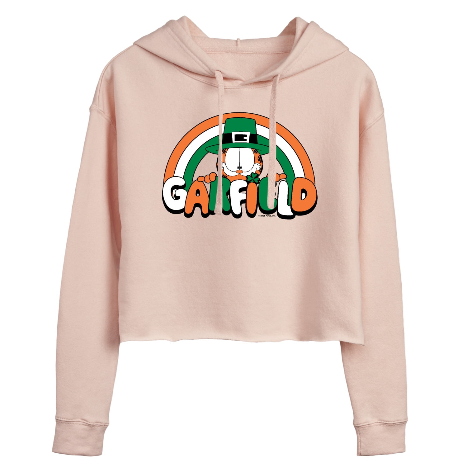 Garfield - Garfield St Paddys Logo - Juniors Cropped Long Sleeve Fleece ...