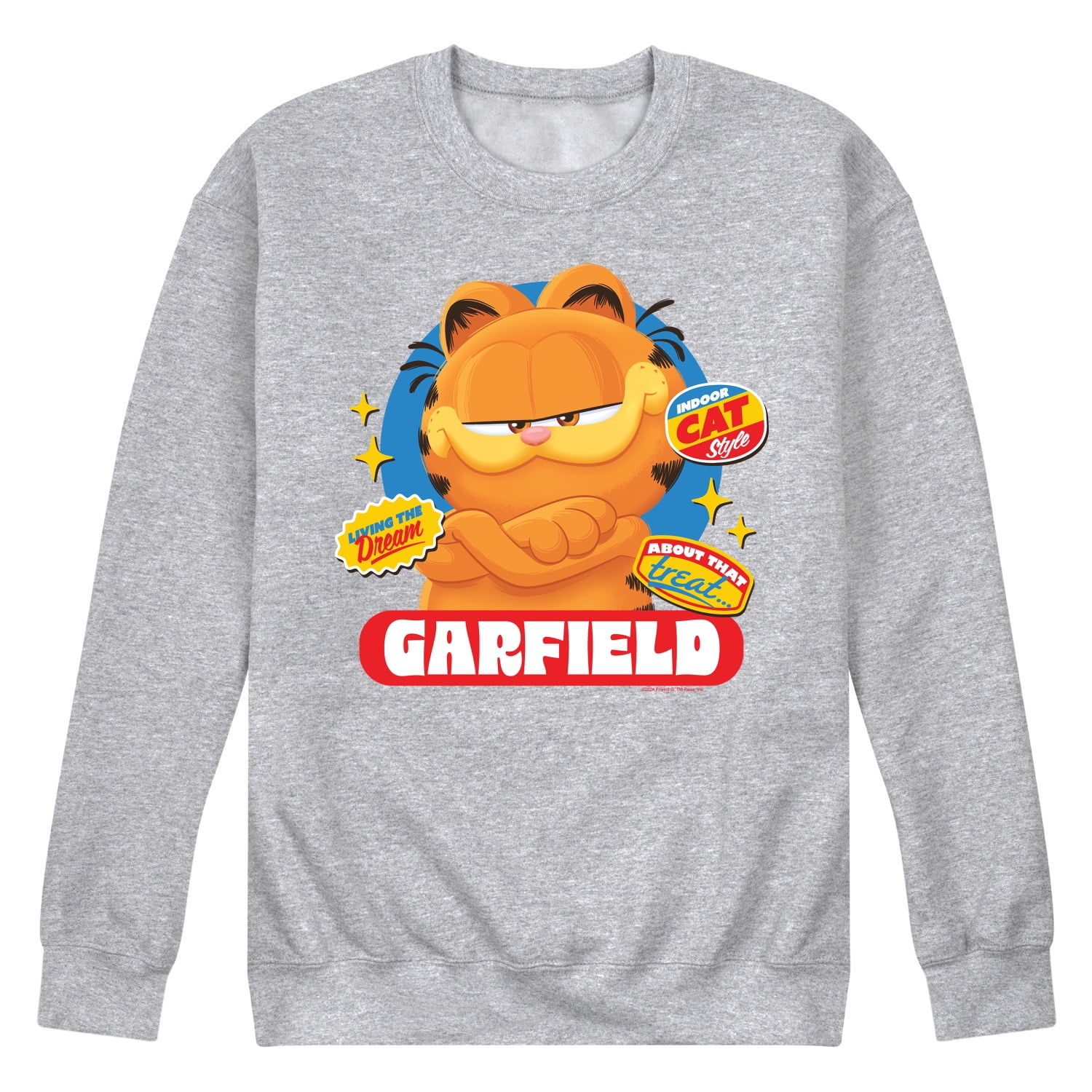 Garfield - Garfield Stickers - Adult Crew Fleece - Walmart.com