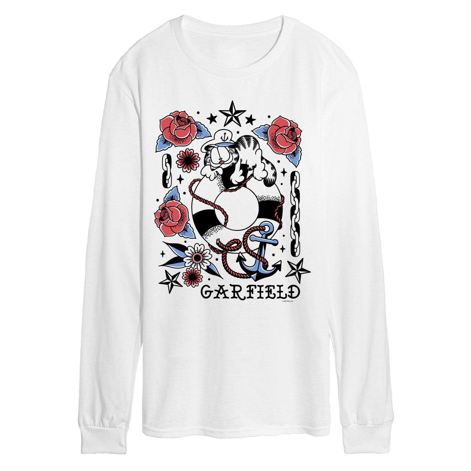 Garfield - Garfield Tattoo Flash - Men's Long Sleeve Graphic T-Shirt ...