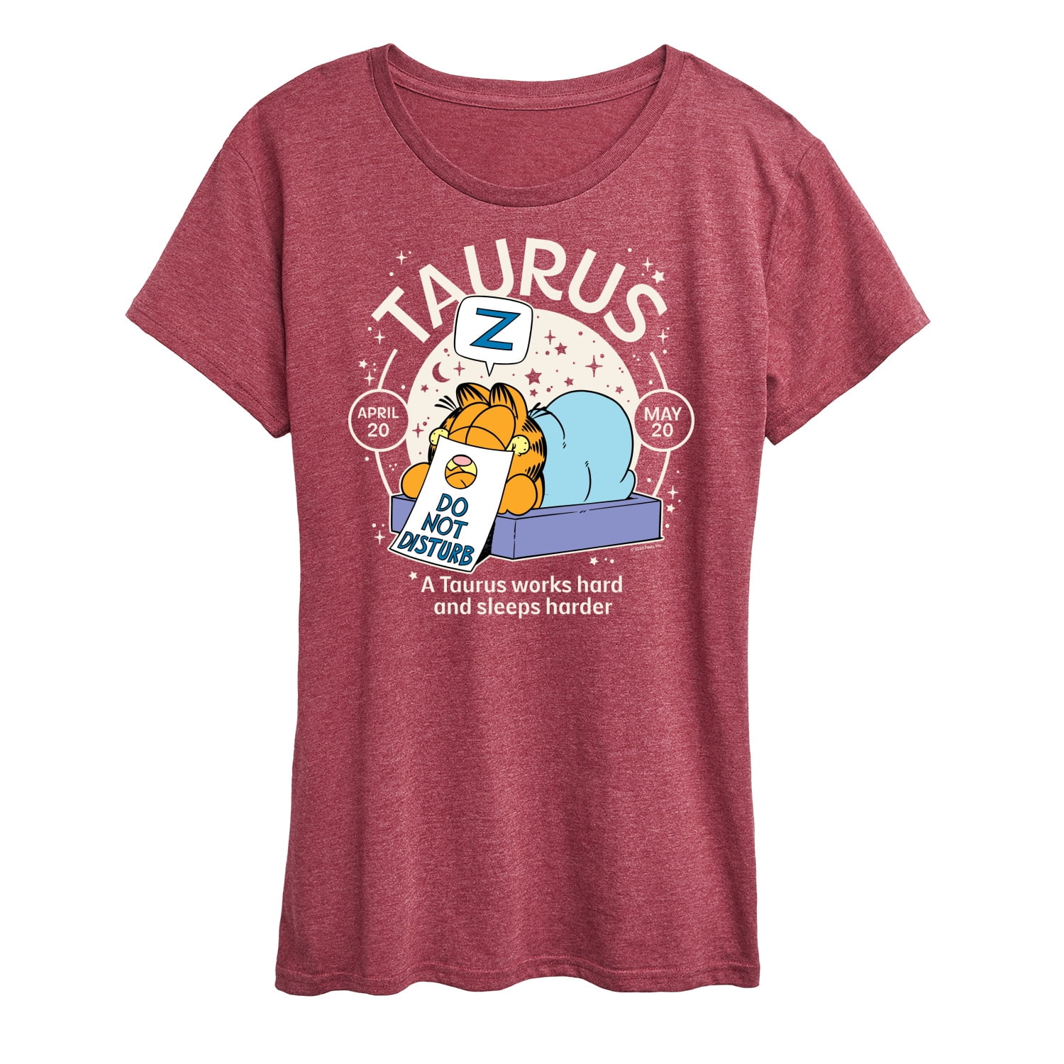 Garfield - Garfield Taurus Astrology - Womens Short Sleeve Graphic T-Shirt - Walmart.com