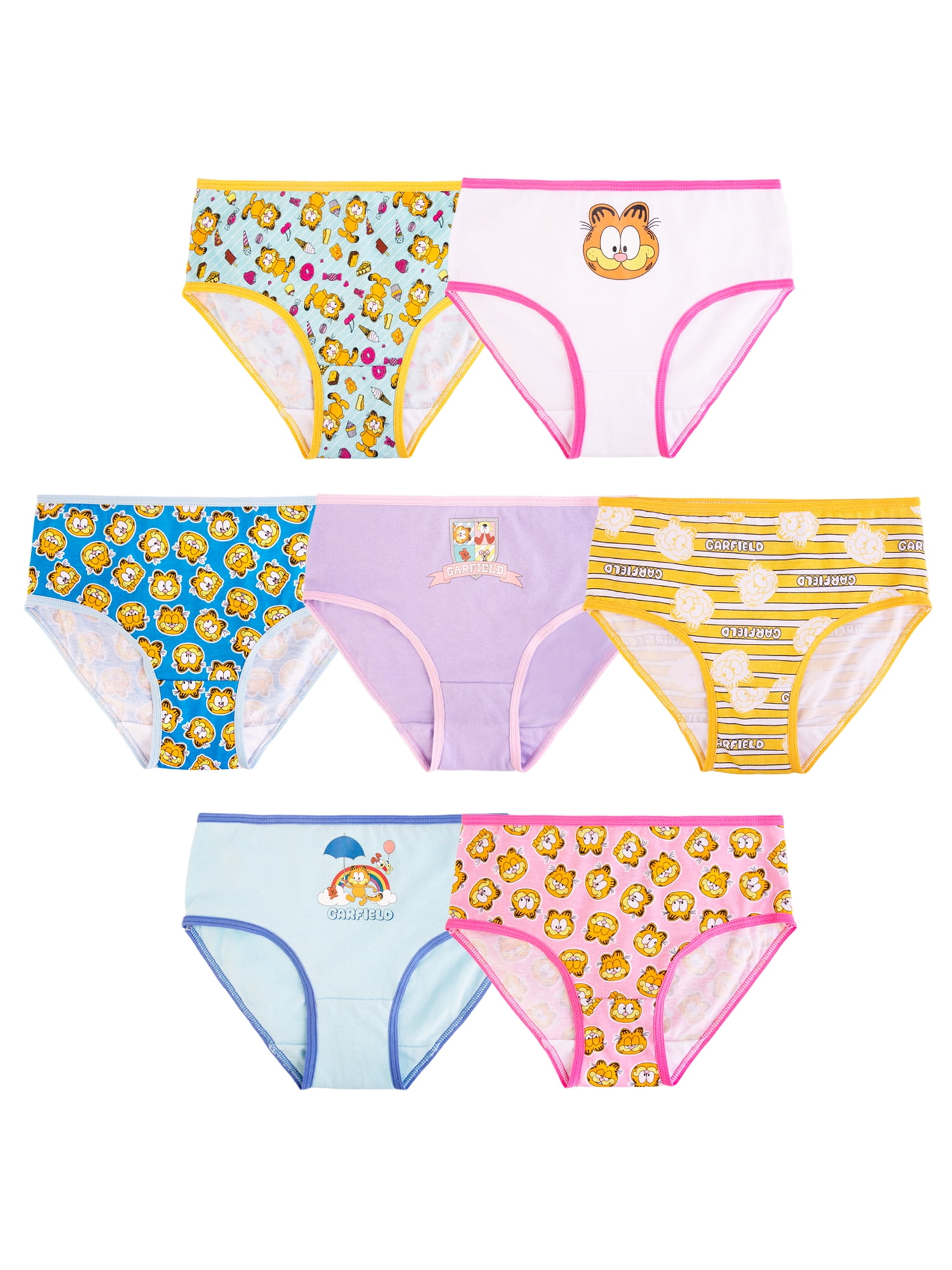 Garfield Girls Cotton Brief Character Underwear, 7-Pack, Size 4-8 ...