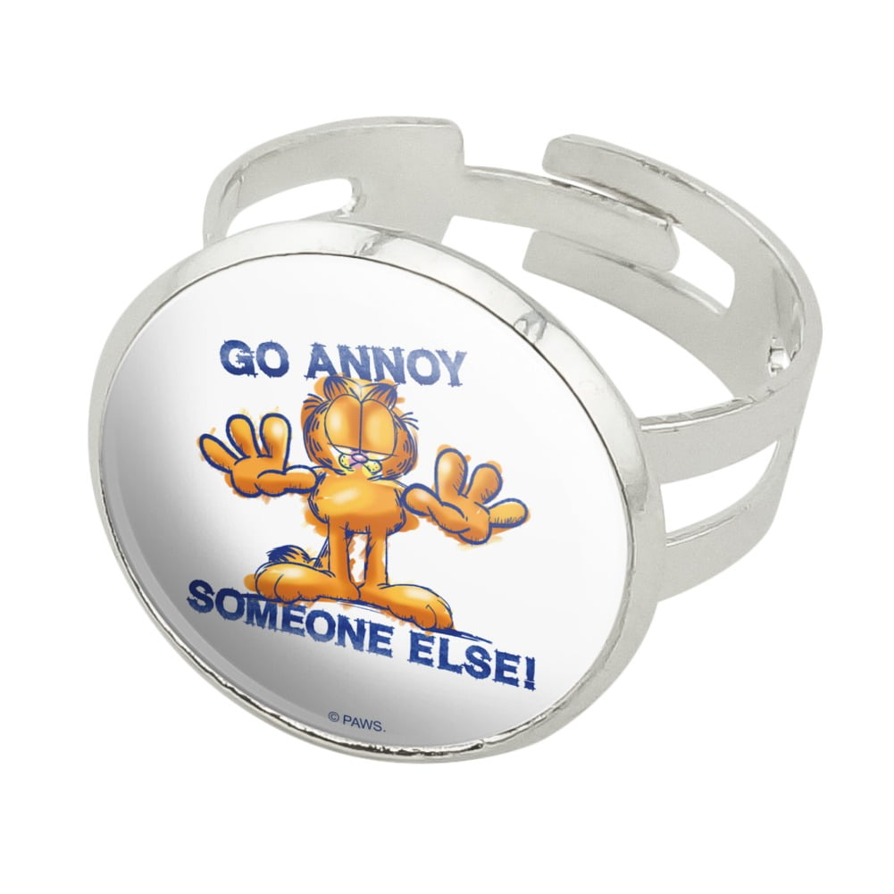 Garfield Go Annoy Someone Else Silver Plated Adjustable Novelty Ring ...