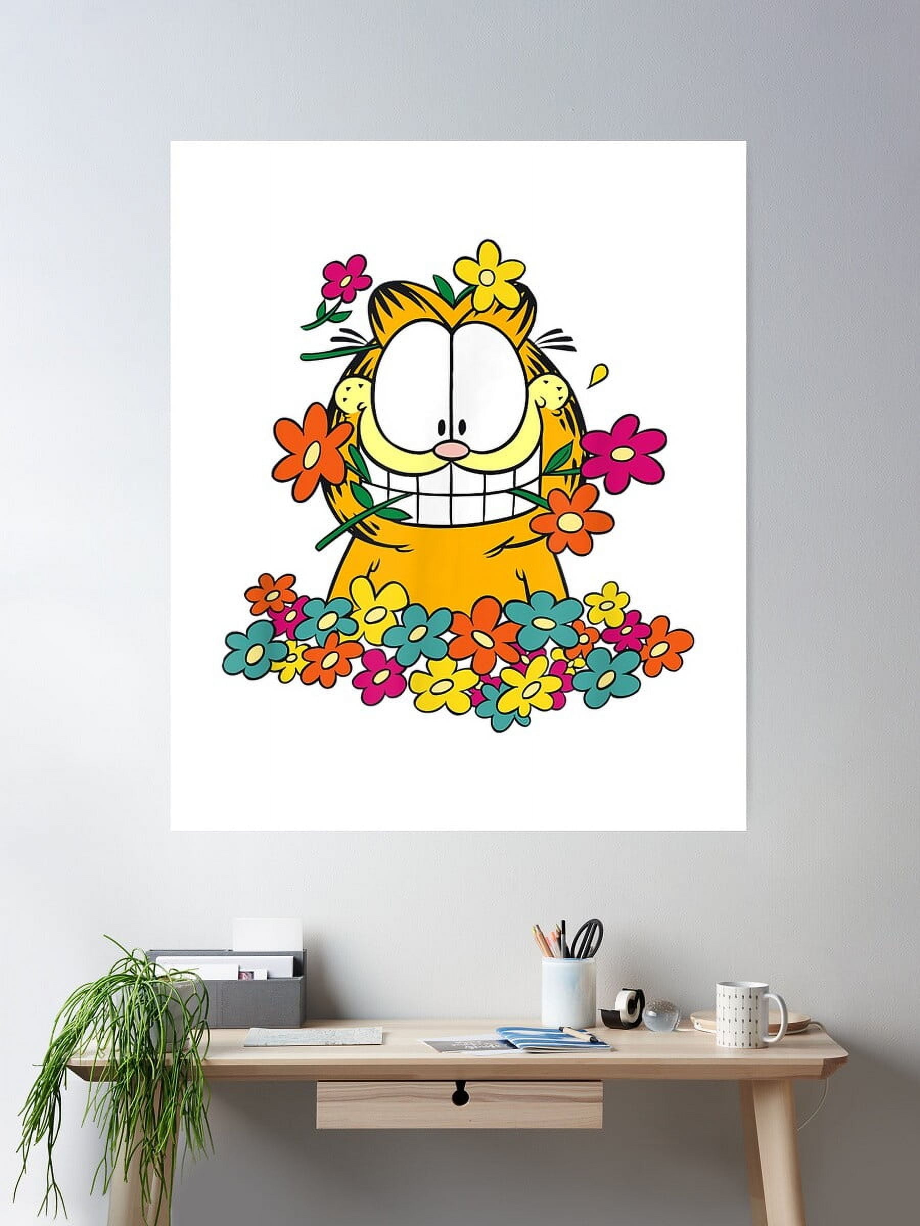 Garfield Happy In The Garden Perfect Gift Fan Poster Wall Art, Modern ...