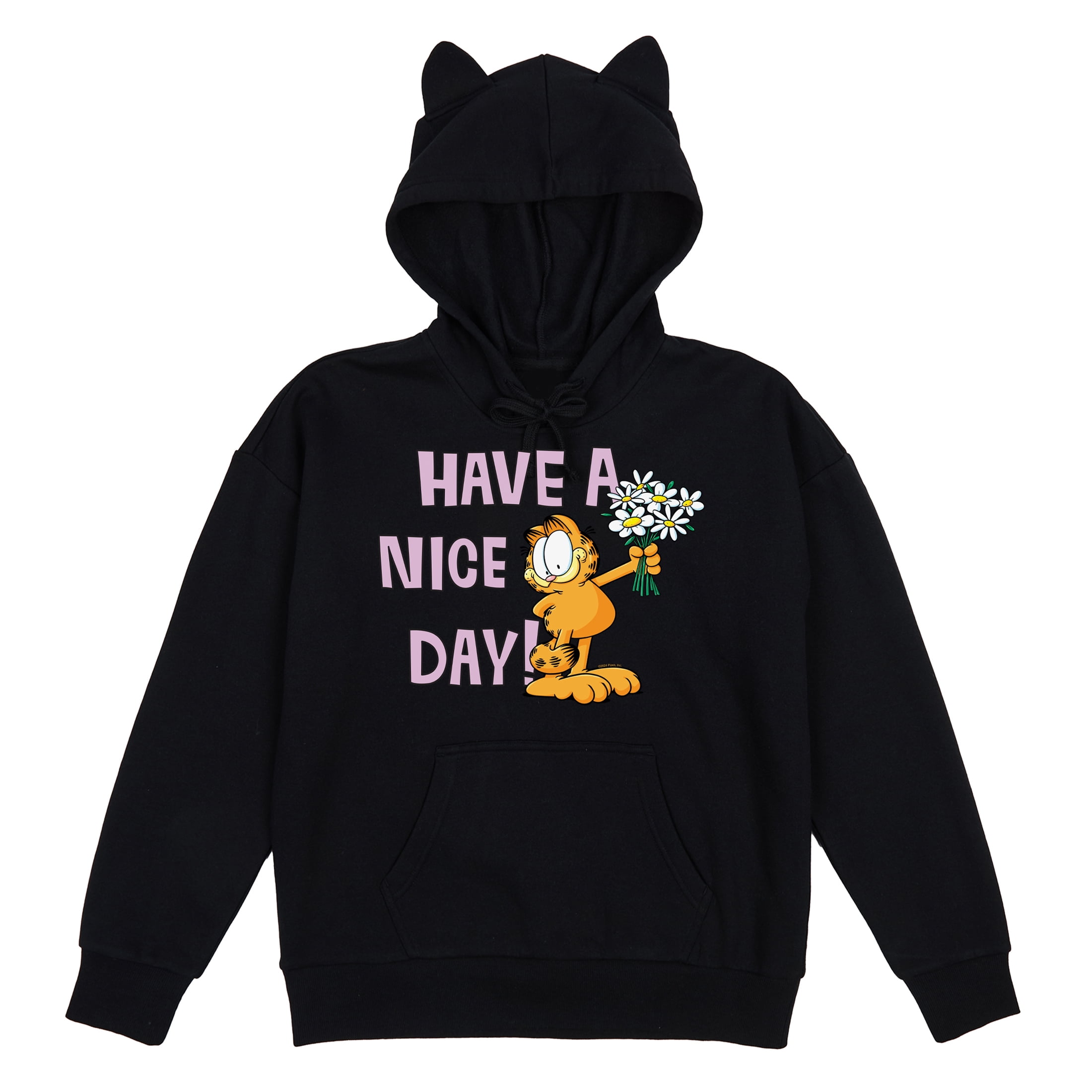 Garfield Have A Nice Day Women's Black Long Sleeve Hooded Sweatshirt ...