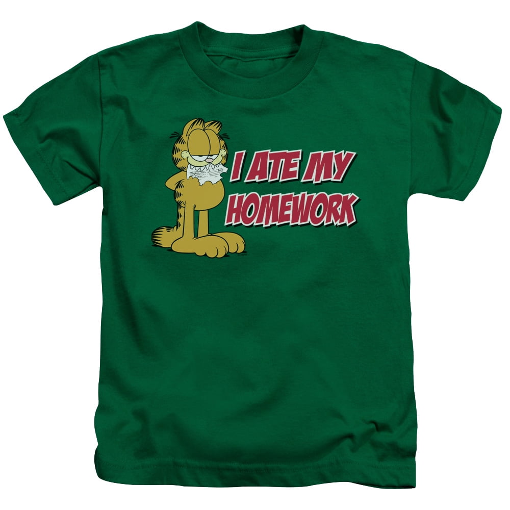 Garfield I Ate My Homework Little Boys Juvy Shirt (Kelly Green, 7 ...