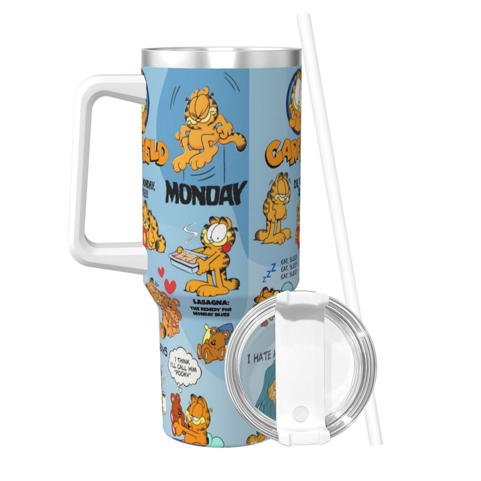 Garfield Ice Bully Cup With Handle And Straw, Double Stainless Steel ...