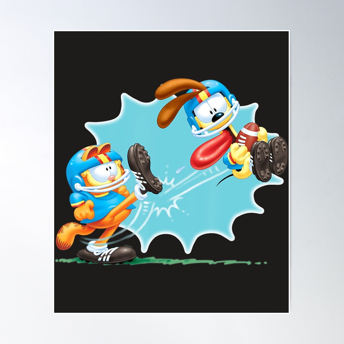 Garfield Kicking Odie Football Poster Wall Art, Modern Wall Decor For ...