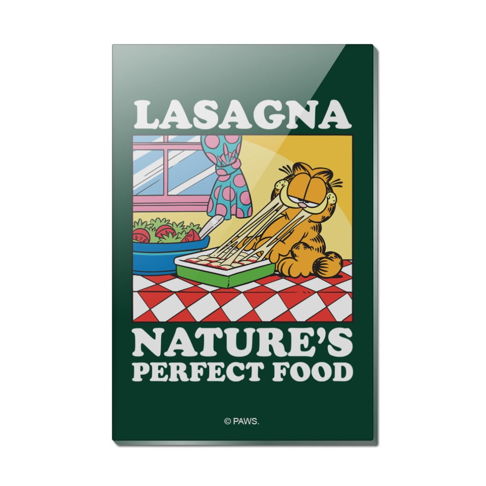 Garfield Lasagna The Perfect Food Rectangle Acrylic Fridge Refrigerator ...