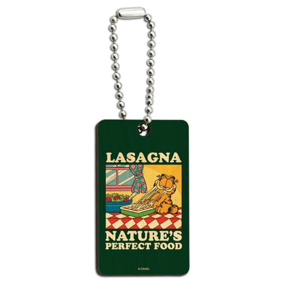 Garfield Lasagna The Perfect Food Wood Wooden Rectangle Keychain Key ...