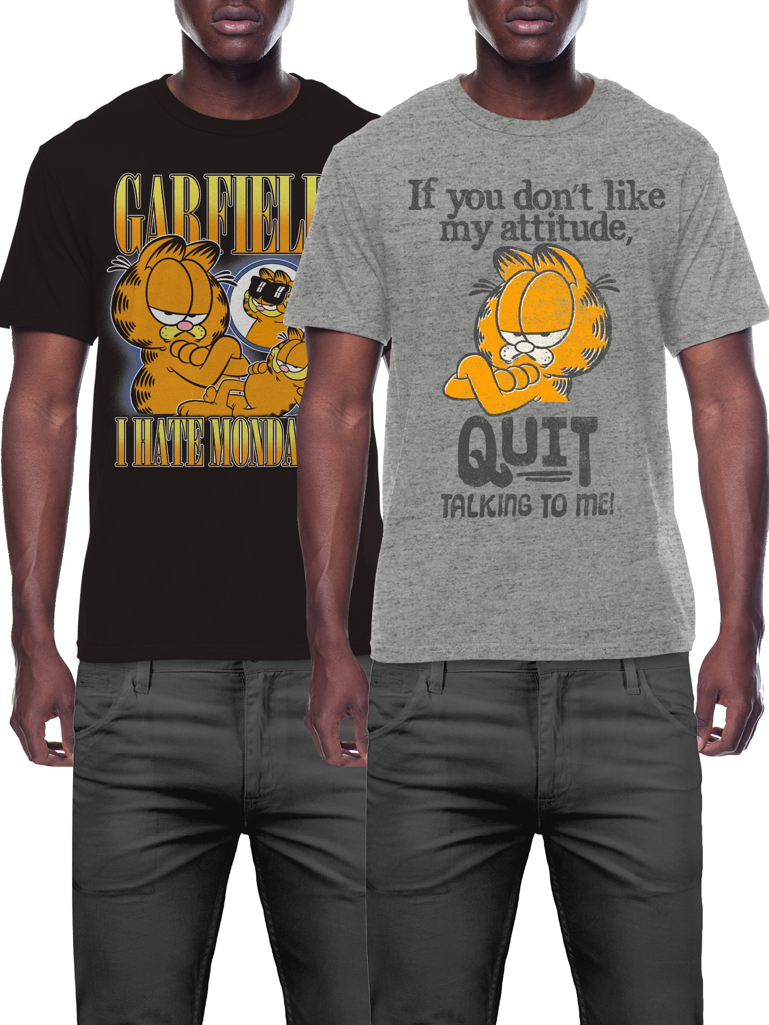 Garfield, Mens Apparel Graphic Crew Neck T-Shirt, Goof Garf Attitude, 2 ...