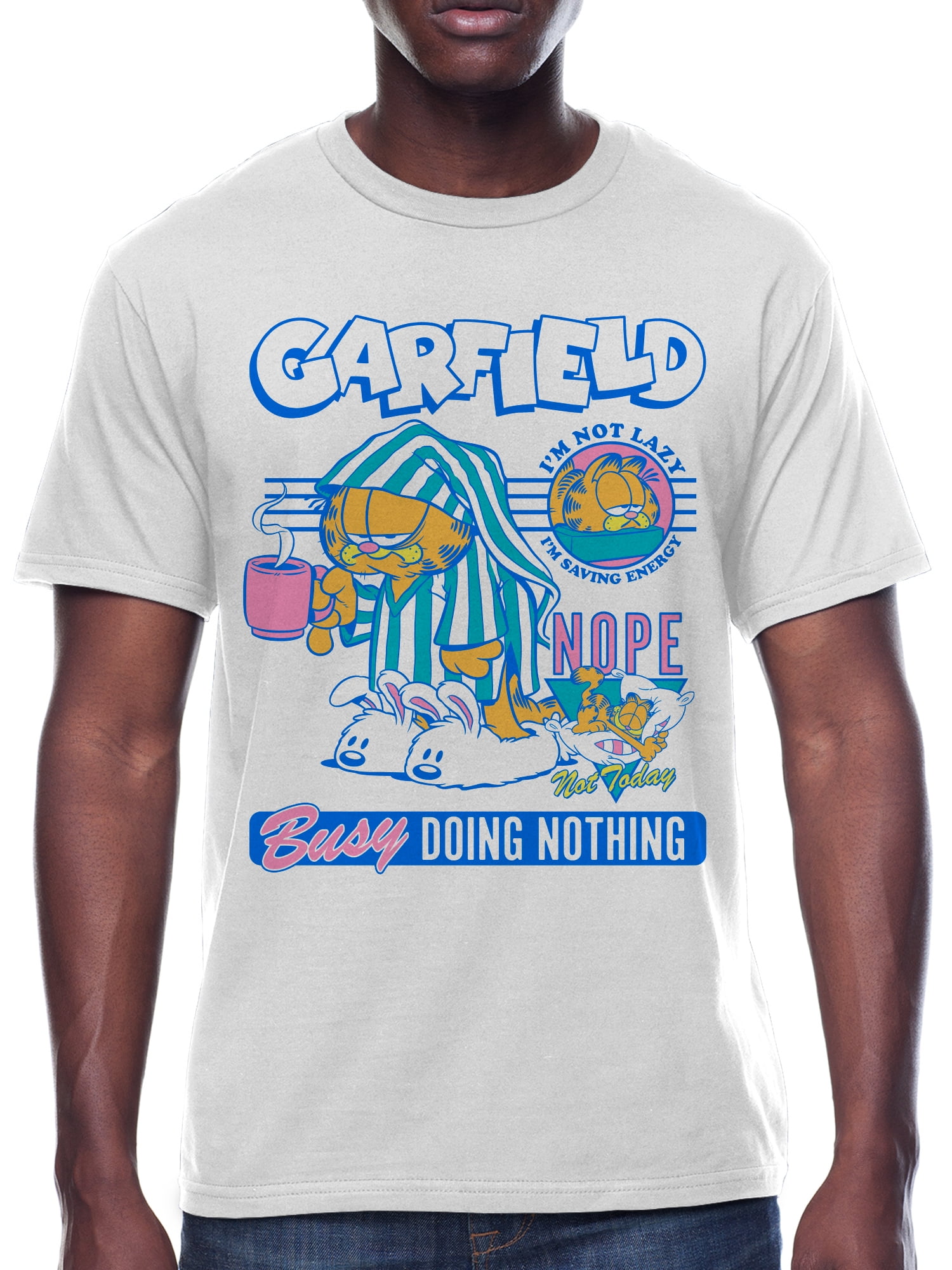 Garfield, Mens Apparel Graphic Crew Neck T-Shirt, Lazy Cat, Sizes S-3XL ...