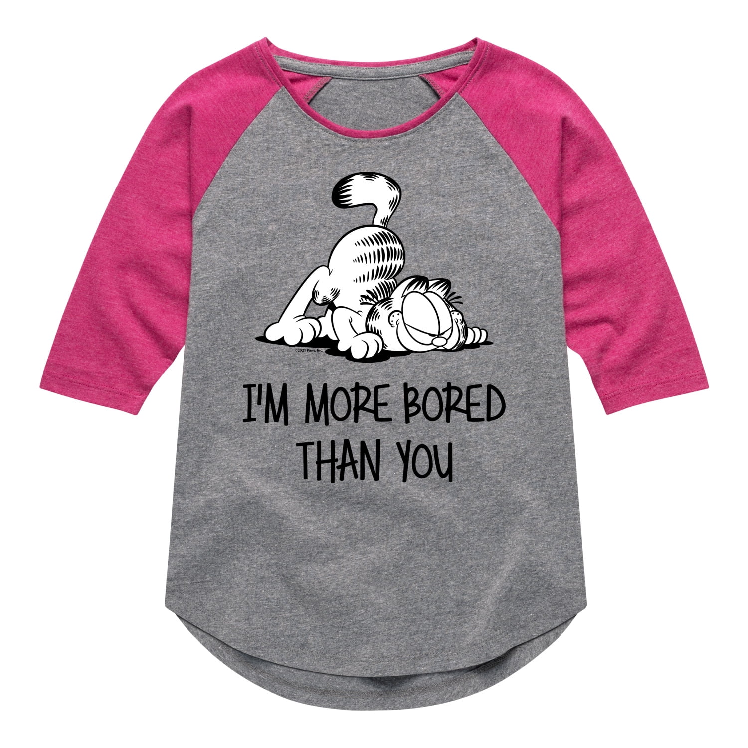 Garfield - More Bored Than You - Toddler And Youth Girls Raglan Graphic ...