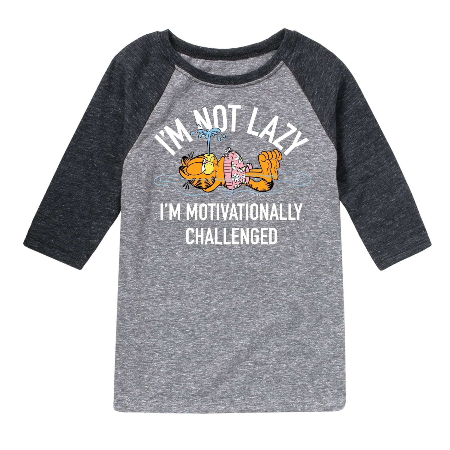 Garfield - Not Lazy - Toddler And Youth Raglan Graphic T-Shirt ...