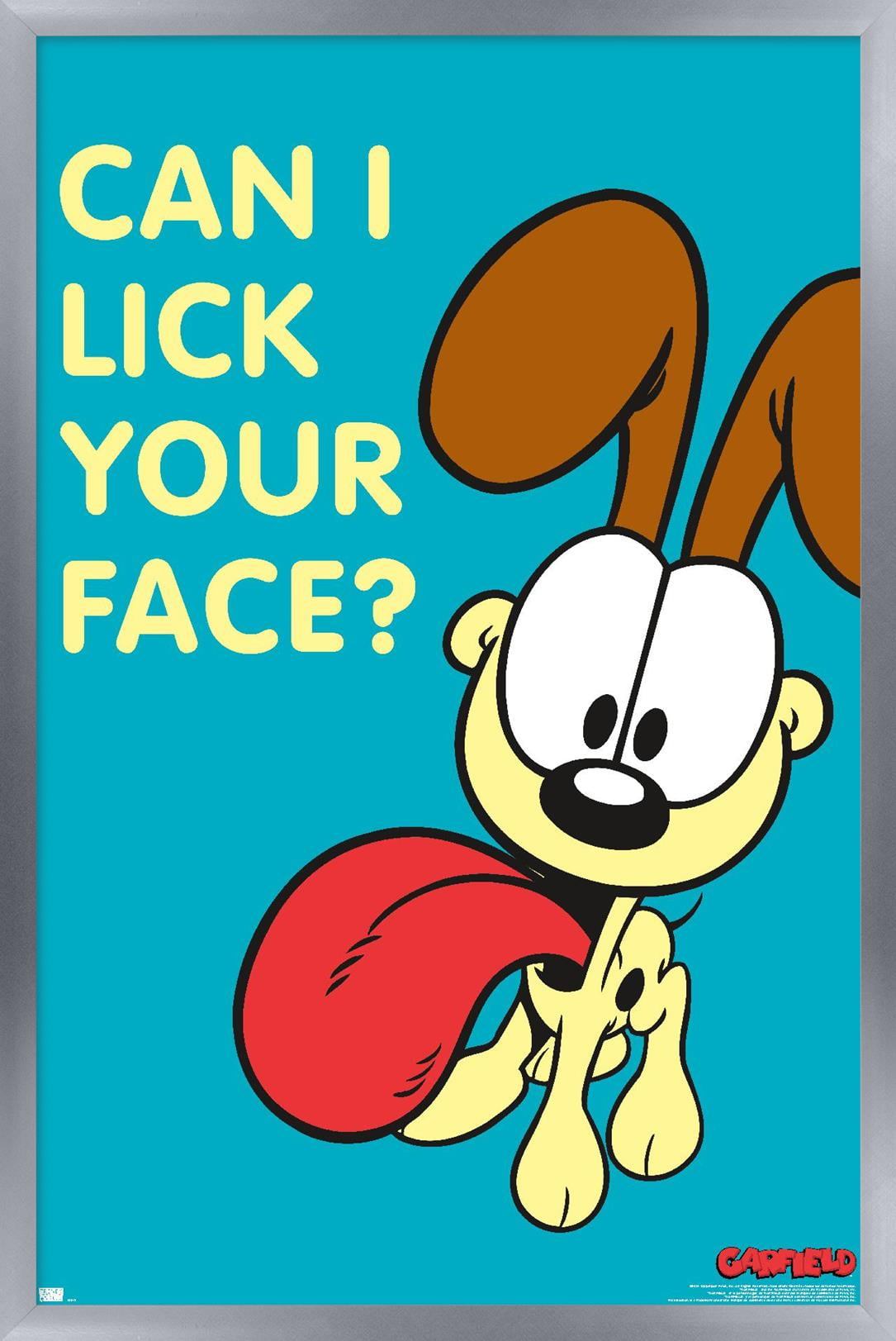 Garfield - Odie Face Lick Wall Poster, 14.725" x 22.375" Framed ...