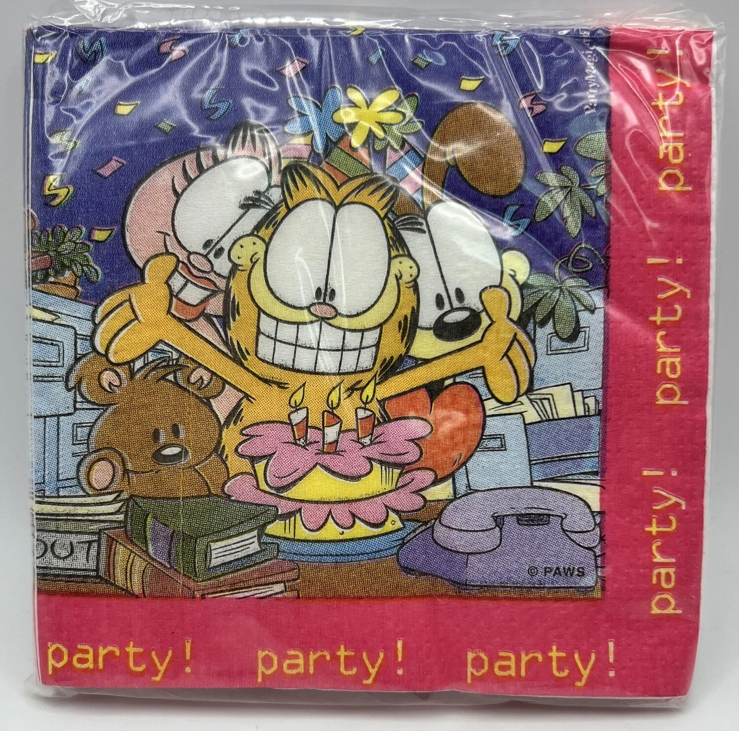 Garfield Office Party Rare Retro Cartoon Character Cat Paper Beverage ...